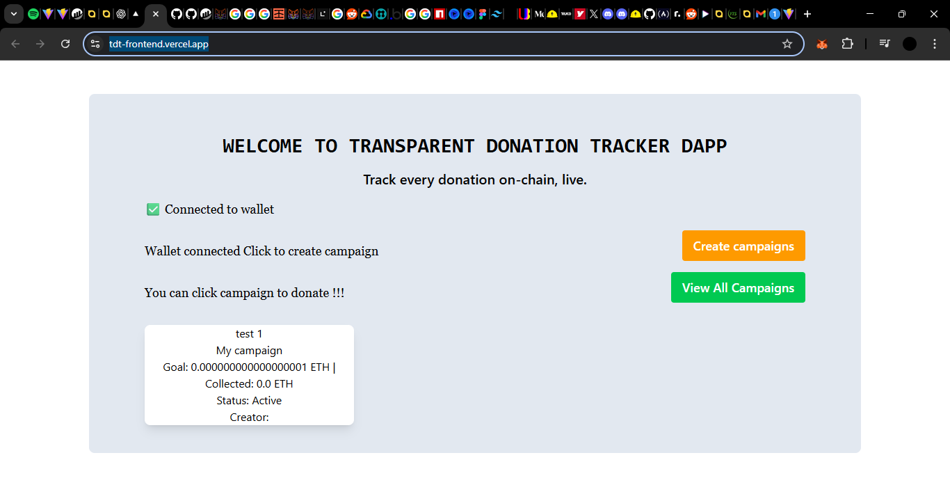 Transparent donation tracker - HackQuest